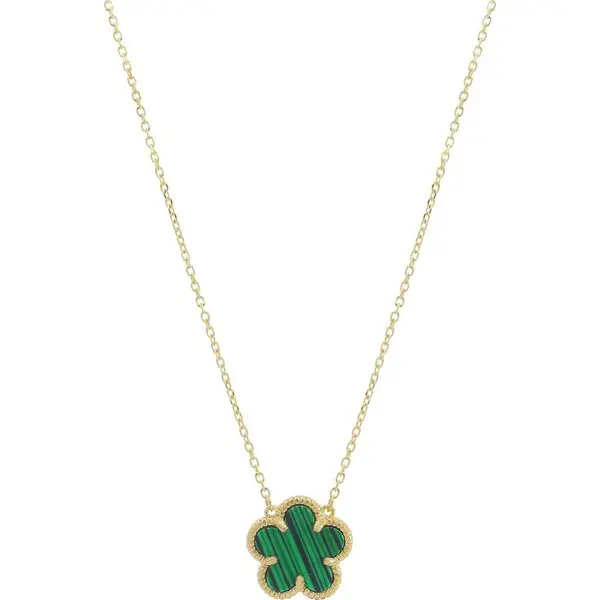 THE LOVERY FINE JEWELRY Single Spring Flower Necklace With - Malachite