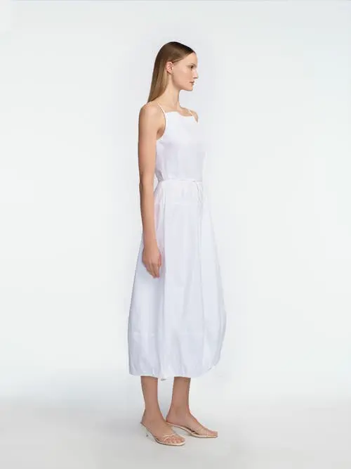 Lela Rose Cotton Poplin Bubble Hem Dress - White