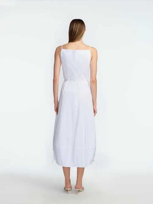 Lela Rose Cotton Poplin Bubble Hem Dress - White