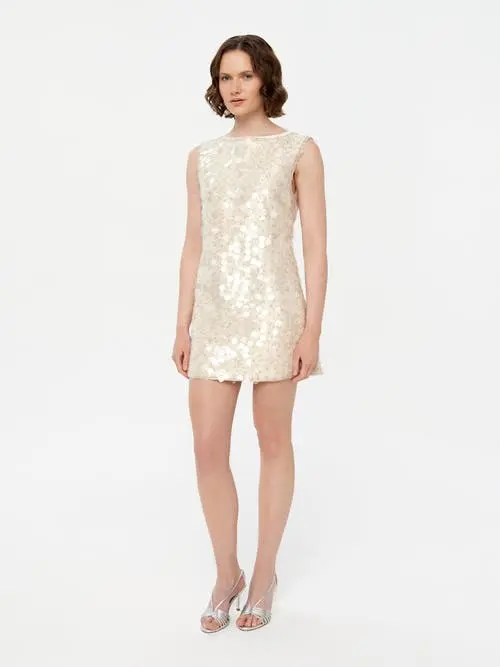 ALAS Embellished Two-layer Bridal Mini Dress