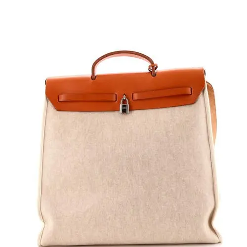Hermès Herbag Toile And Leather Mm - White