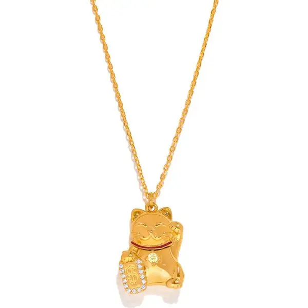 GIRLS CREW Lucky Cat Locket Pendant Necklace - Gold
