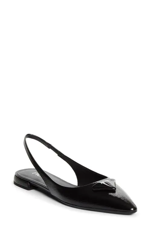 Prada Puffy Logo Slingback Ballet Flat