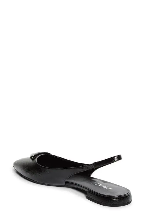 Prada Puffy Logo Slingback Ballet Flat