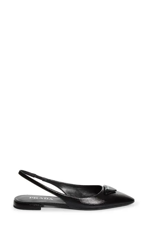 Prada Puffy Logo Slingback Ballet Flat