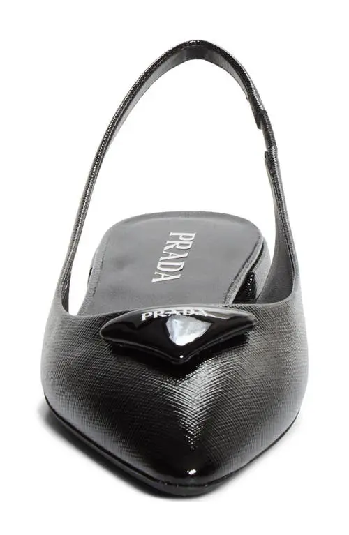 Prada Puffy Logo Slingback Ballet Flat