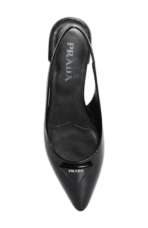 Prada Puffy Logo Slingback Ballet Flat