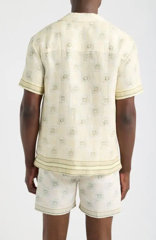 CHE Tehla Tile Print Linen Camp Shirt