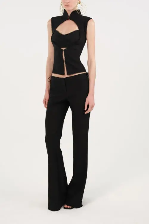 NOCTURNE Side Tie Low Rise Slim Fit Trousers