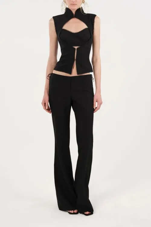NOCTURNE Side Tie Low Rise Slim Fit Trousers