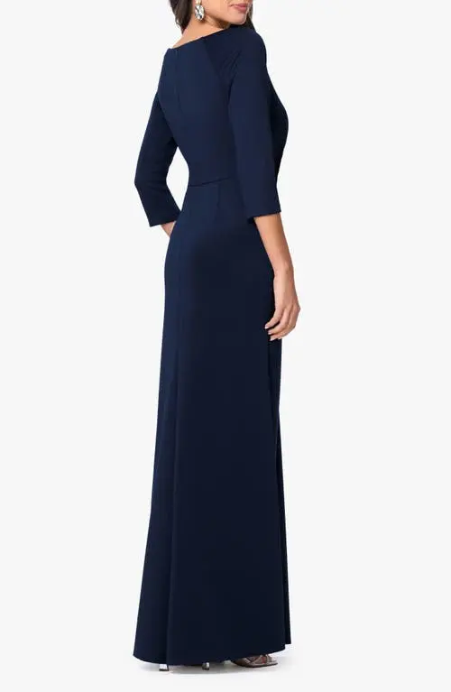 XSCAPE EVENINGS Ruched Scuba Knit Gown