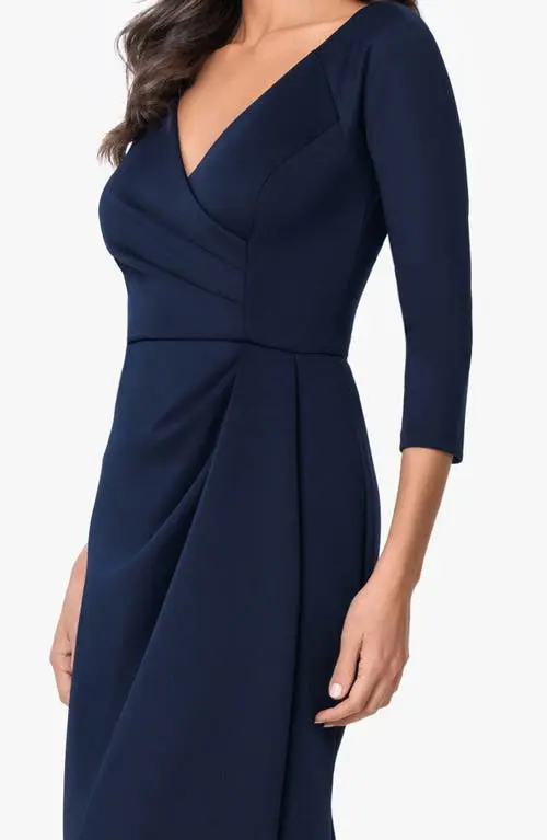 XSCAPE EVENINGS Ruched Scuba Knit Gown
