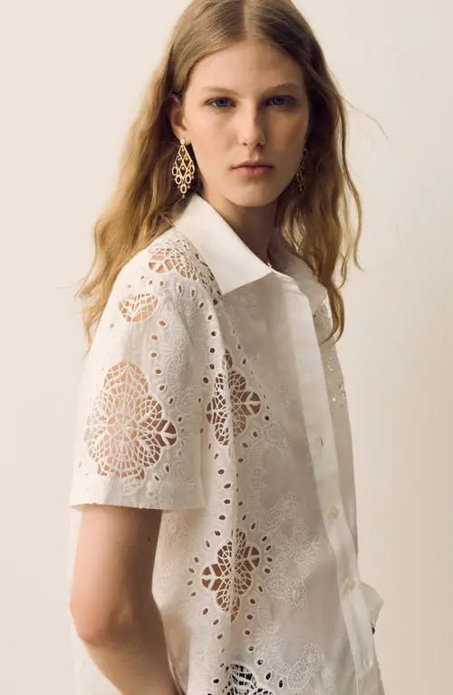 PER UNA BY M&S Floral Embroidered Cutwork Shirt