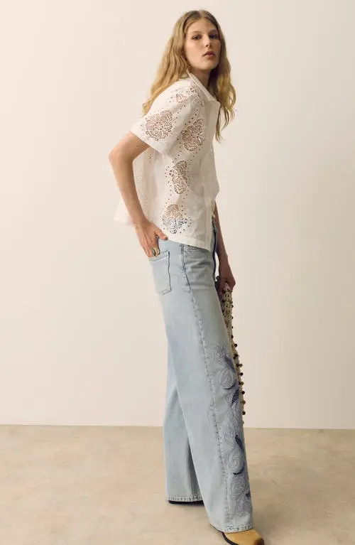 PER UNA BY M&S Floral Embroidered Cutwork Shirt