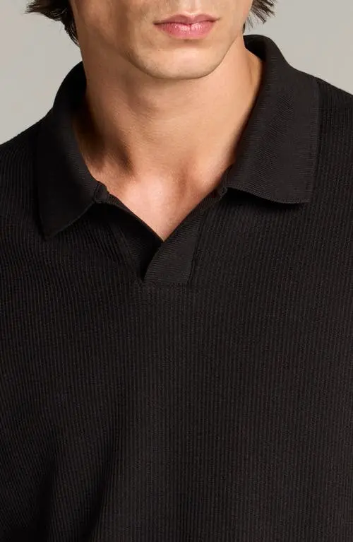 Vince Macro Rib Long Sleeve Johnny Collar Polo