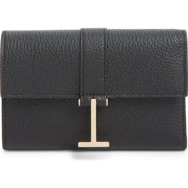 TOM FORD Kara Grain Leather Compact Wallet - Black