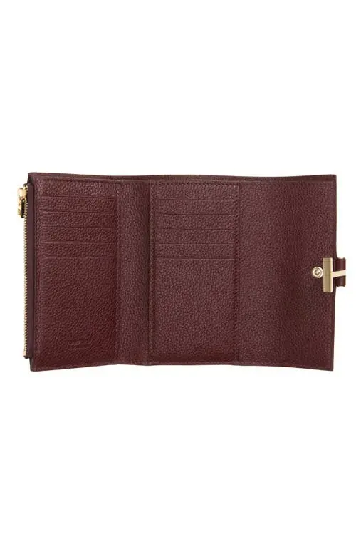 TOM FORD Kara Grain Leather Compact Wallet - Lost Cherry