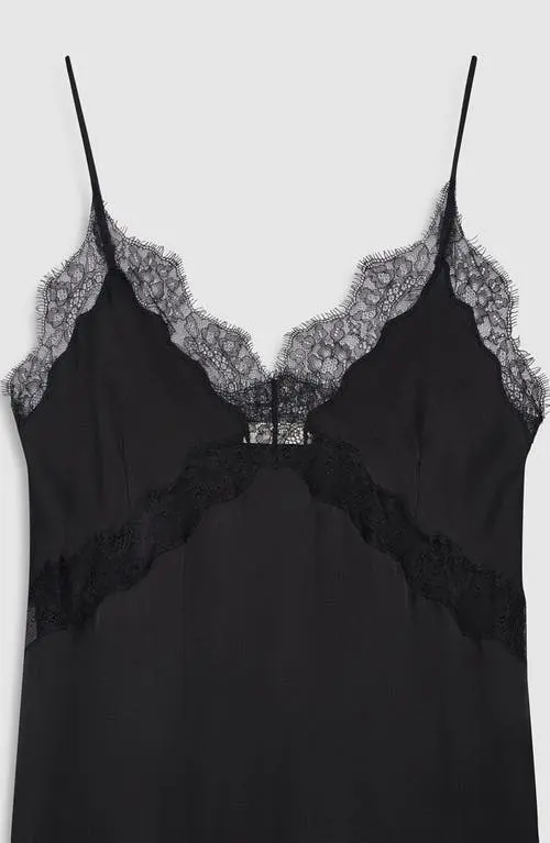 ANINE BING Magnolia Lace Trimmed Silk-blend Maxi Slip Dress