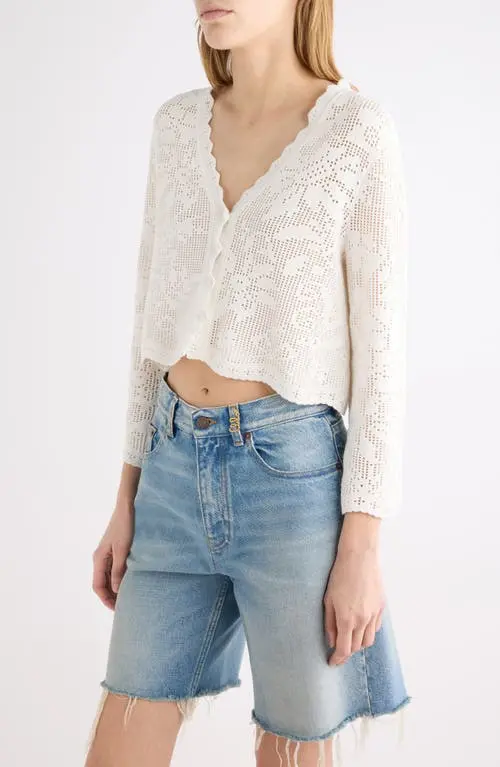 Chloé Pointelle Stitch Organic Cotton Cardigan - White