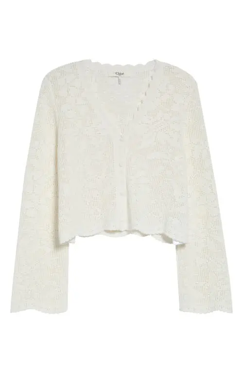 Chloé Pointelle Stitch Organic Cotton Cardigan