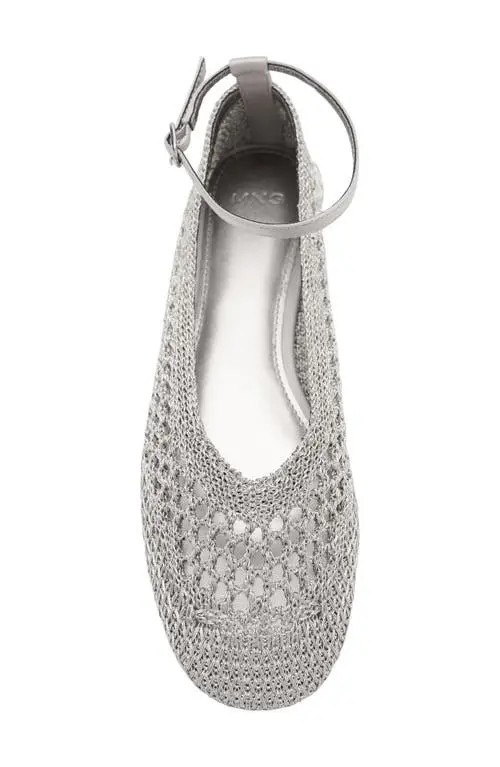 Mango Crochet Ankle Strap Ballet Flats