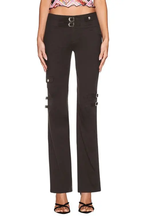 I.AM.GIA Adrienne Low Waist Straight Leg Pants With Double Buckle Detailing