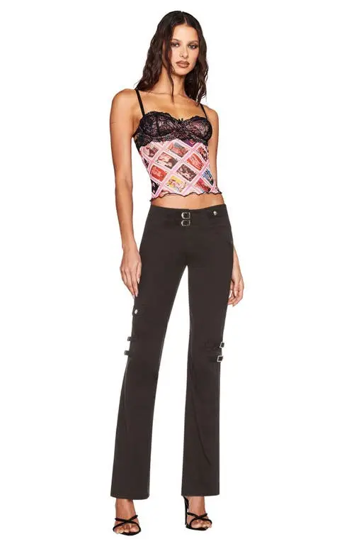 I.AM.GIA Adrienne Low Waist Straight Leg Pants With Double Buckle Detailing