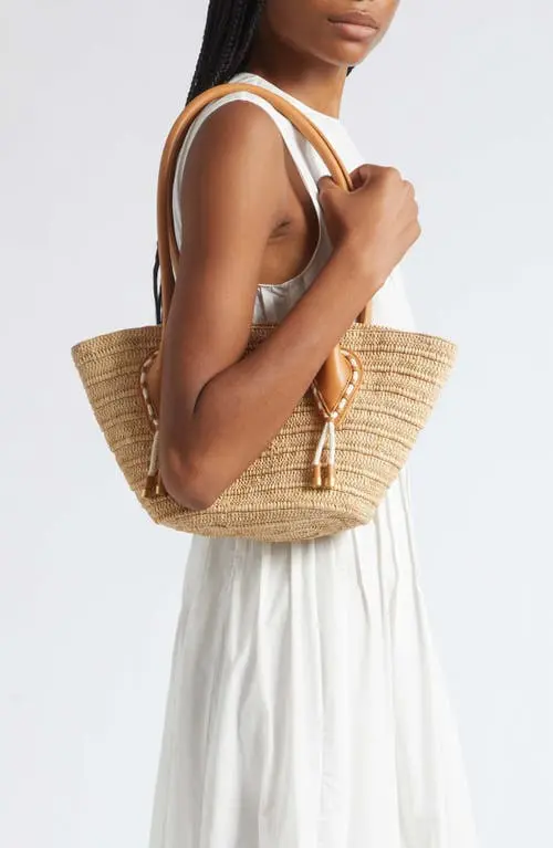 CHRISTIAN LOUBOUTIN Mini Woven Raffia Basket Tote - 6370 Natural/cuoio