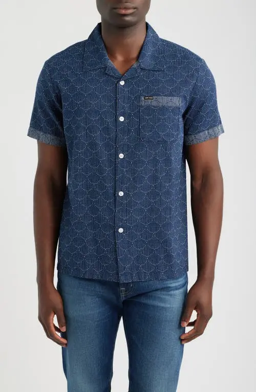 DARK SEAS Scales Woven Camp Shirt - Navy