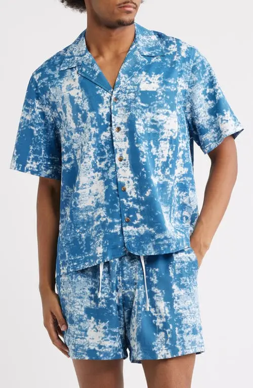 RIZORT Jason Abstract Print Camp Shirt - Blue