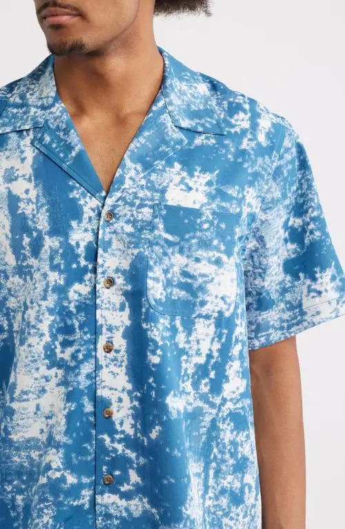 RIZORT Jason Abstract Print Camp Shirt - Blue