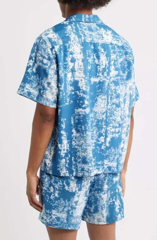 RIZORT Jason Abstract Print Camp Shirt - Blue