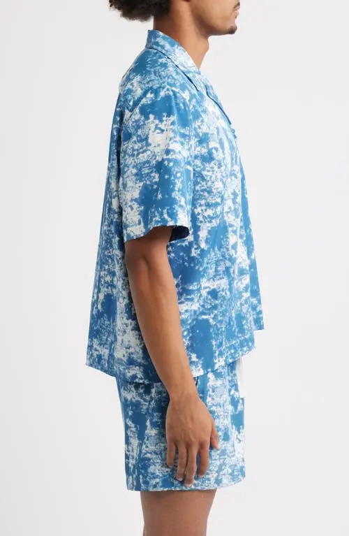 RIZORT Jason Abstract Print Camp Shirt - Blue