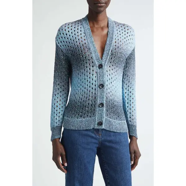 Etro Sequin Embellished Ombré Cardigan - Blue