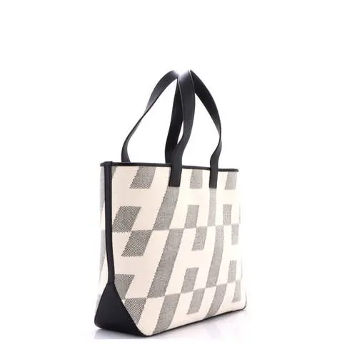 Hermès Cabas H En Biais Tote Canvas With Leather 40