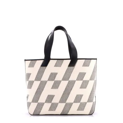 Hermès Cabas H En Biais Tote Canvas With Leather 40