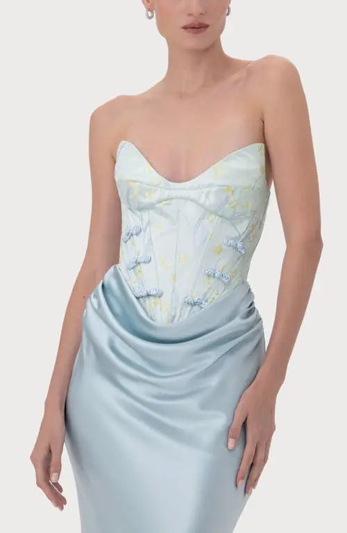 SAU LEE Sandrine Strapless Satin Gown