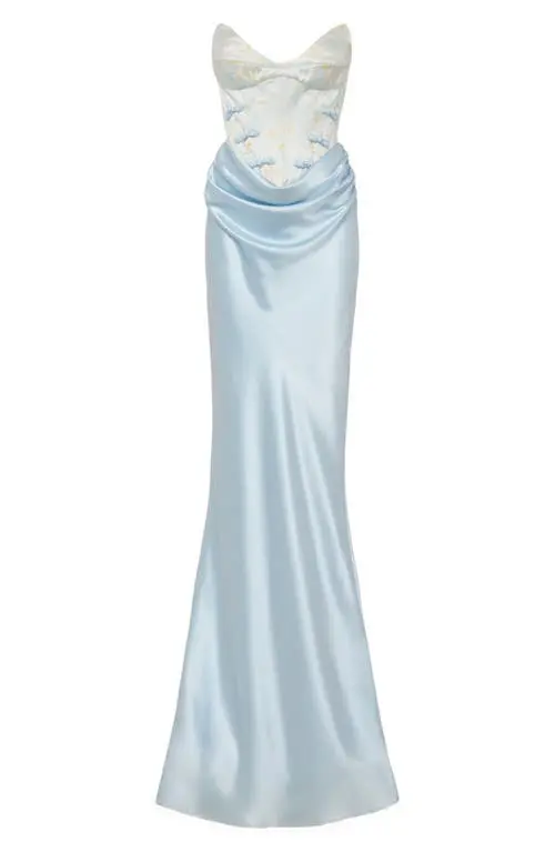 SAU LEE Sandrine Strapless Satin Gown