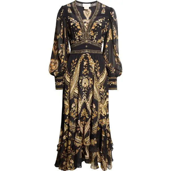 Camilla Long Sleeve Silk Maxi Dress - Taurus Rising