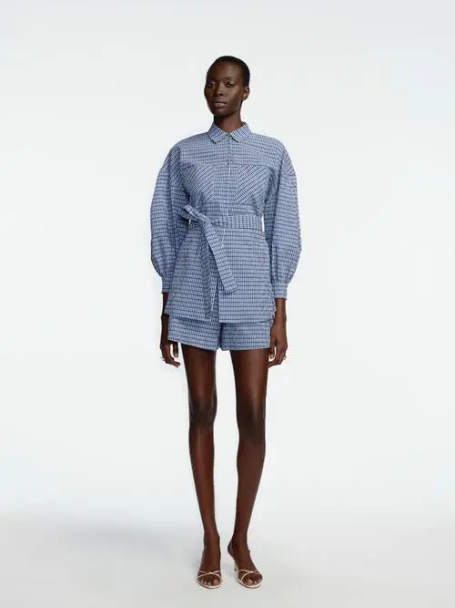 Lela Rose Checked Seersucker Short