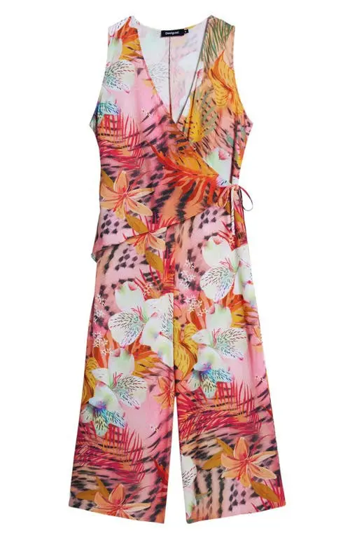 Desigual Tropical Print Wide Leg Jumpsuit