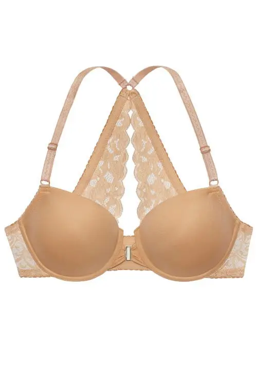 LASCANA Front Clasp T-shirt Bra - Beige