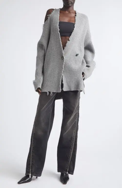 HAIKURE Courtny Oversize Destroyed Ribbed Merino Wool Cardigan