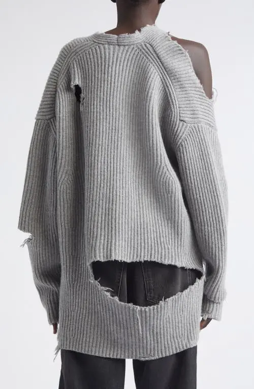 HAIKURE Courtny Oversize Destroyed Ribbed Merino Wool Cardigan