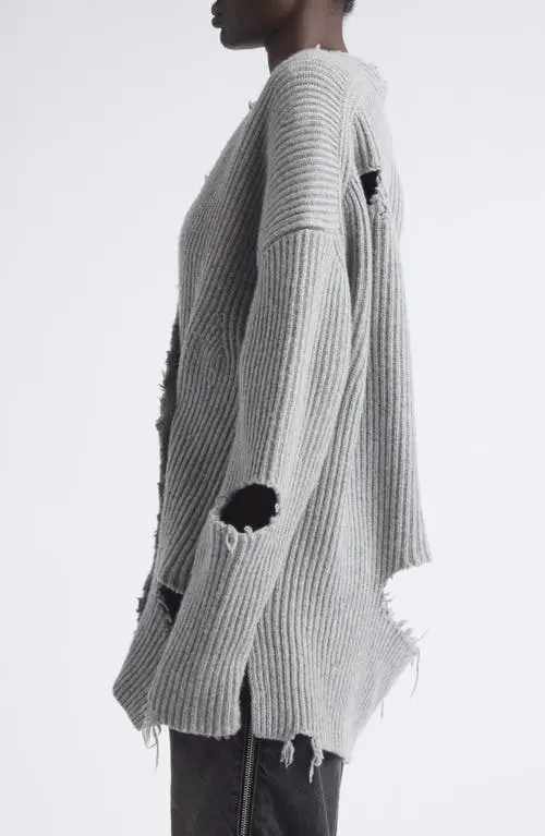 HAIKURE Courtny Oversize Destroyed Ribbed Merino Wool Cardigan