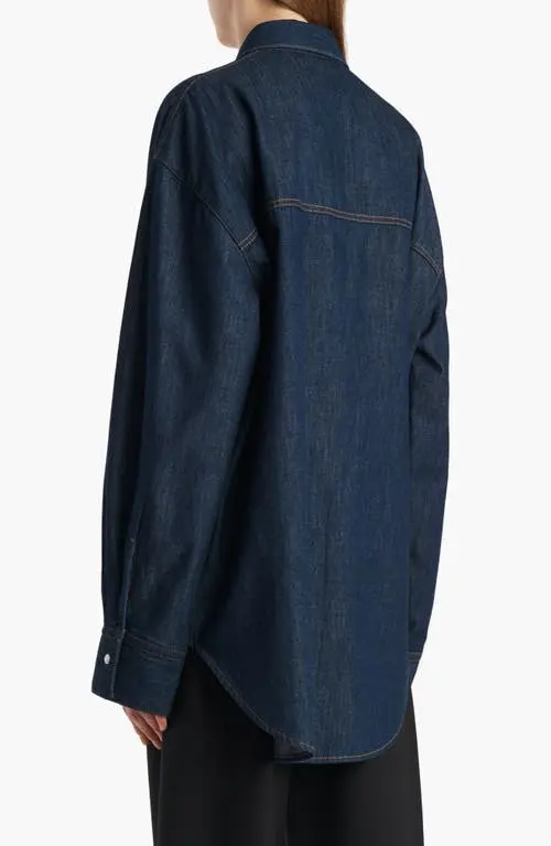 Khaite Christensen Oversize Denim Snap-up Shirt