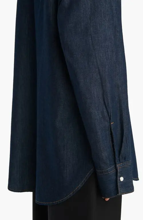 Khaite Christensen Oversize Denim Snap-up Shirt