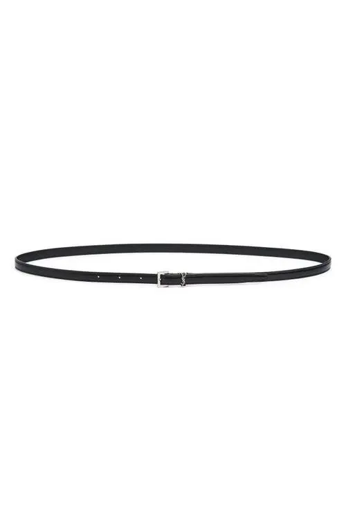 Saint Laurent Skinny Leather Belt With Logo Keeper - Black