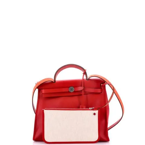 Hermès Herbag Zip Berline Vache Canvas And Leather 31 - Red