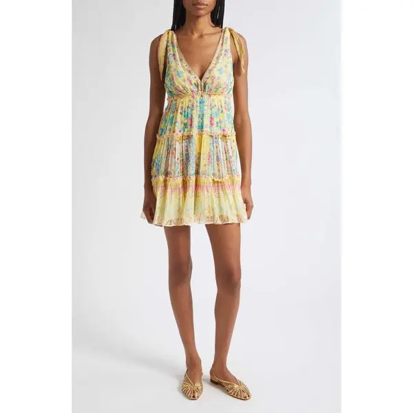 Camilla Barcelona Print Tiered Silk Mini Dress - Barcelona Beb